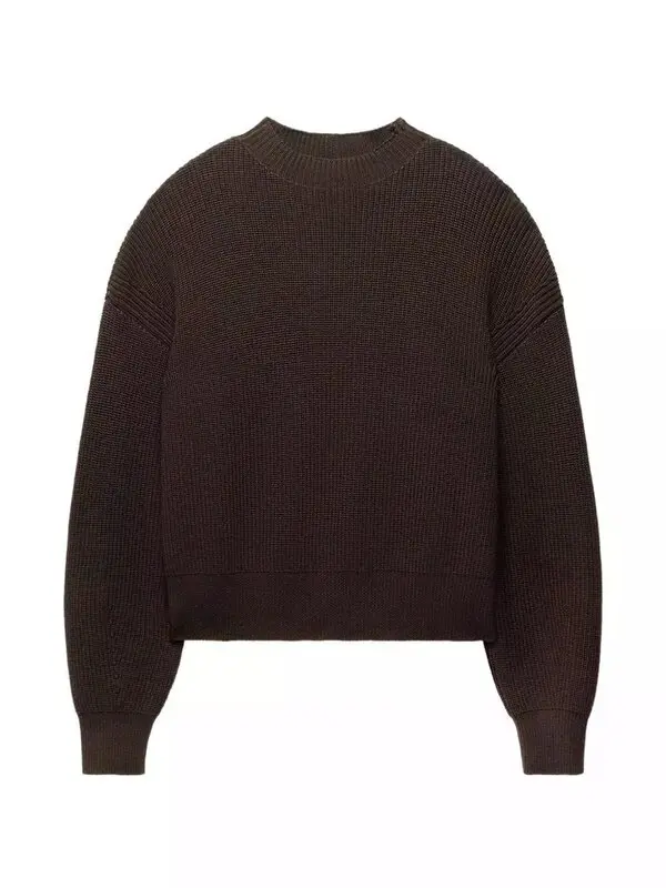 Another Tomorrow Ribbed Knit Crewneck Sweater