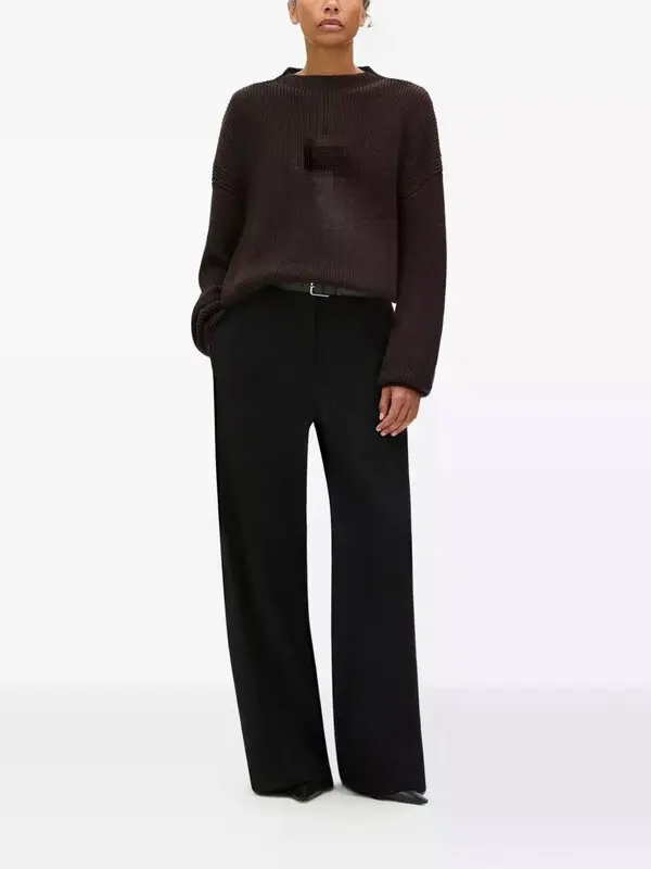 Another Tomorrow Ribbed Knit Crewneck Sweater