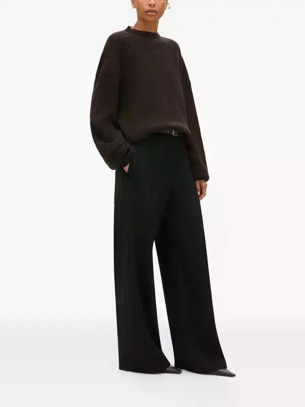 Another Tomorrow Ribbed Knit Crewneck Sweater