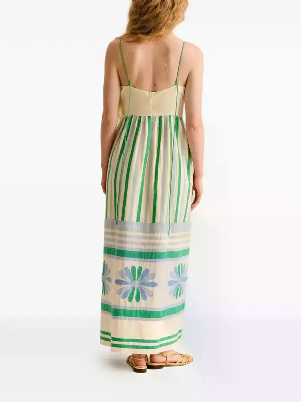 Carolina K Gardenia White Floral Print Striped Dress