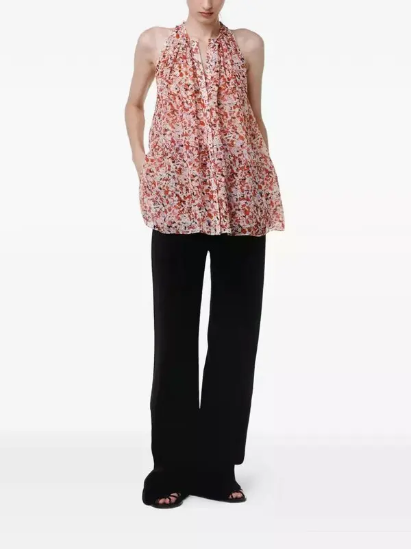 Another Tomorrow Abstract Print Sleeveless Shirt