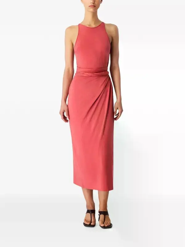 Another Tomorrow Rhubarb Jersey Tie-waist Sarong Dress