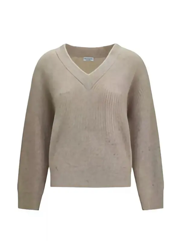Brunello Cucinelli Ribbed V-neck Sweater - Neutrals