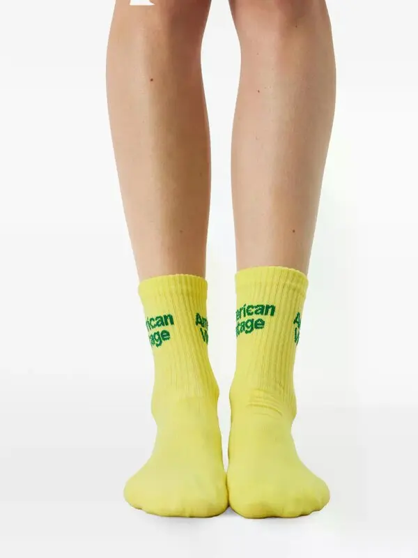 American Vintage Clypsun Logo-knit Socks - Yellow