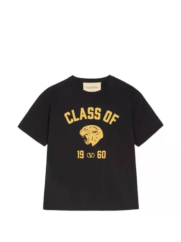 Valentino Garavani Cotton T-shirt With Panther Print - Black