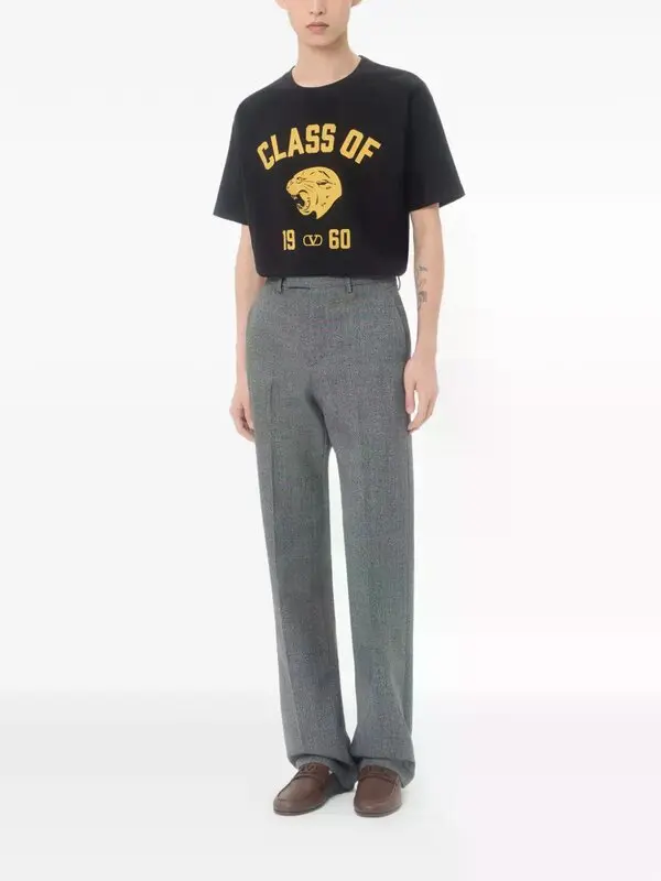 Valentino Garavani Cotton T-shirt With Panther Print - Black