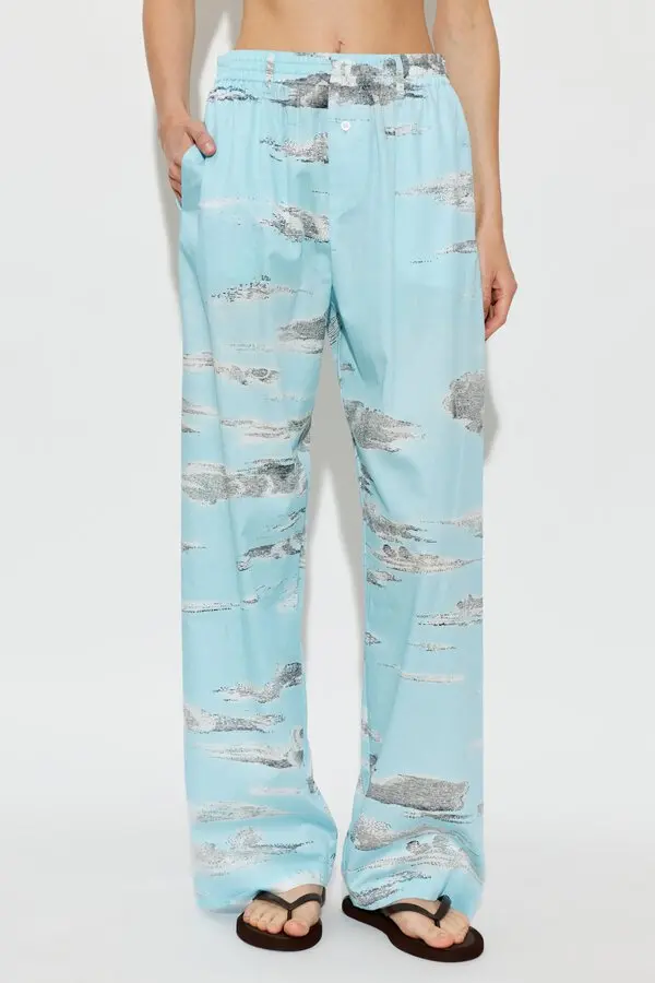 Moschino Printed Cotton Wide-leg Trousers