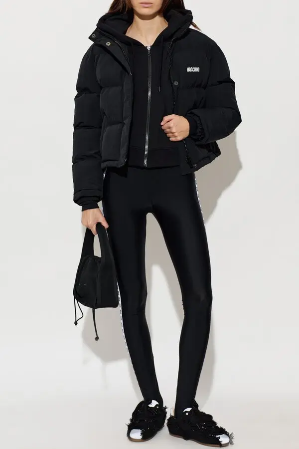 Moschino Padded Stand-up Collar Jacket With Logo And Smiley Print