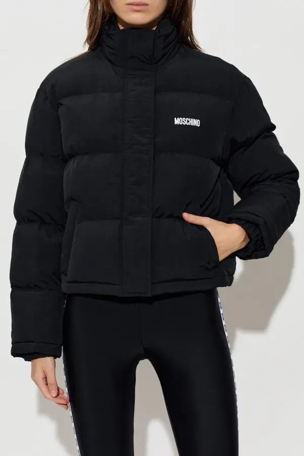 Moschino Padded Stand-up Collar Jacket With Logo And Smiley Print