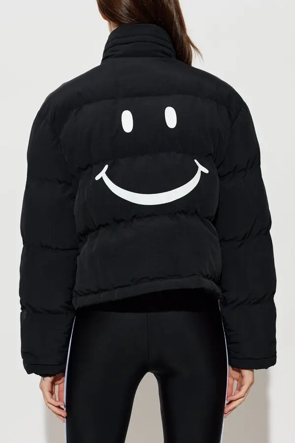 Moschino Padded Stand-up Collar Jacket With Logo And Smiley Print