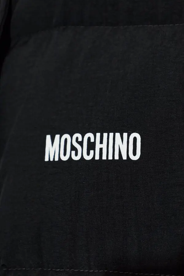 Moschino Padded Stand-up Collar Jacket With Logo And Smiley Print