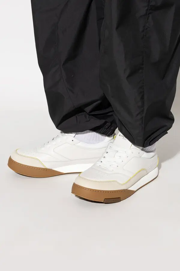 Givenchy Leather Low-top Sneakers With Yellow Piping - White