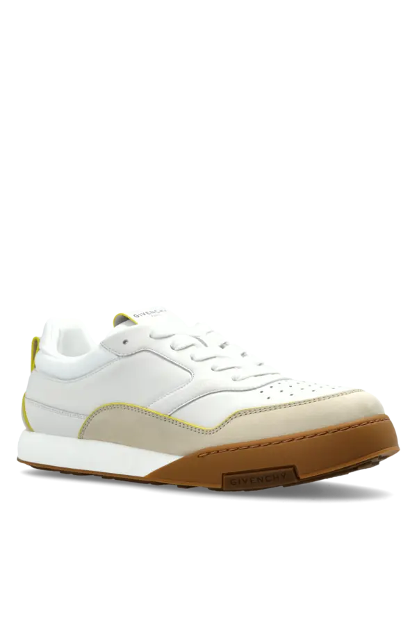 Givenchy Leather Low-top Sneakers With Yellow Piping - White