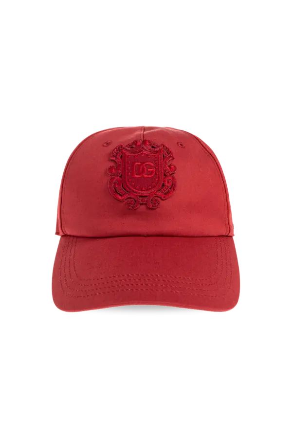 Dolce & Gabbana Baseball Cap With Embroidered Dg Crest - Red