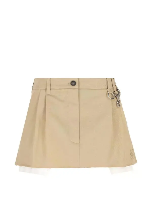 Miu Miu Belt-loop Pleated Mini Skirt - Neutrals