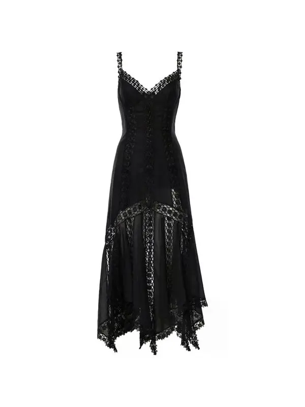 Charo Ruiz Ibiza Blossel Lace-trim Handkerchief Hem Dress - Black