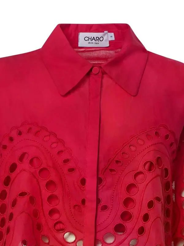 Charo Ruiz Ibiza Storm Broderie Anglaise Cropped Shirt - Red