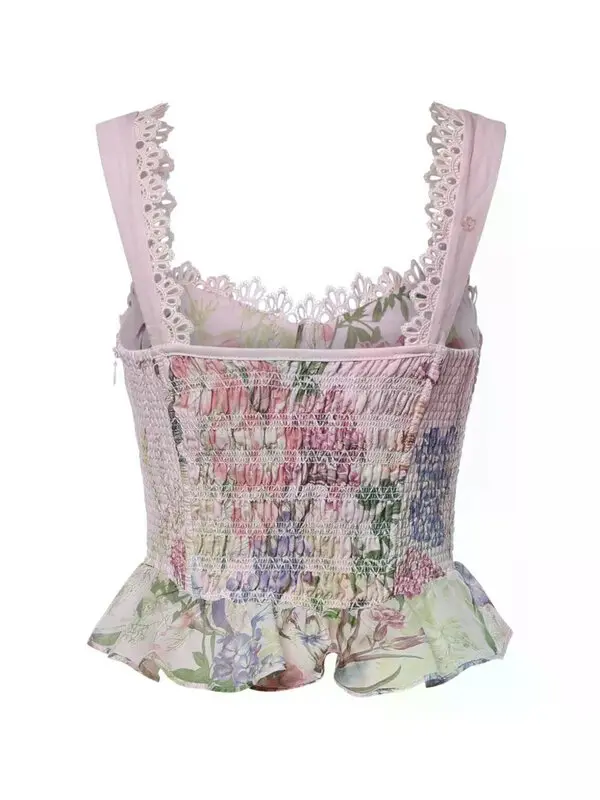 Charo Ruiz Ibiza Floret Floral-print Ruffled Peplum Top