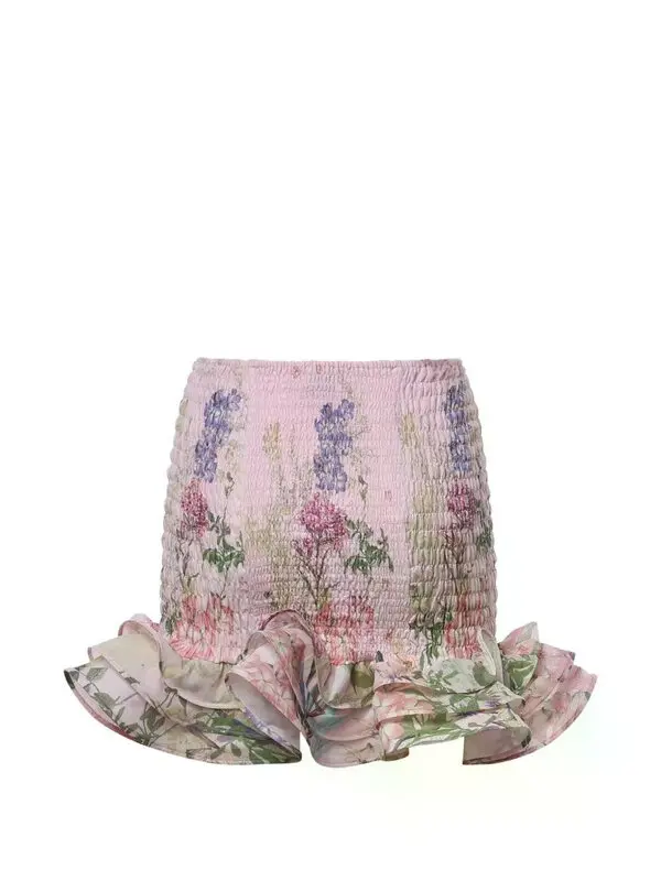 Charo Ruiz Ibiza Floral Print Ruffled Mini Skirt - Pink
