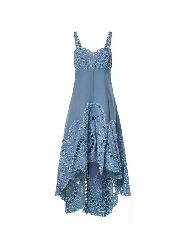 Charo Ruiz Ibiza Caspian Broderie Anglaise Asymmetric Dress - Blue