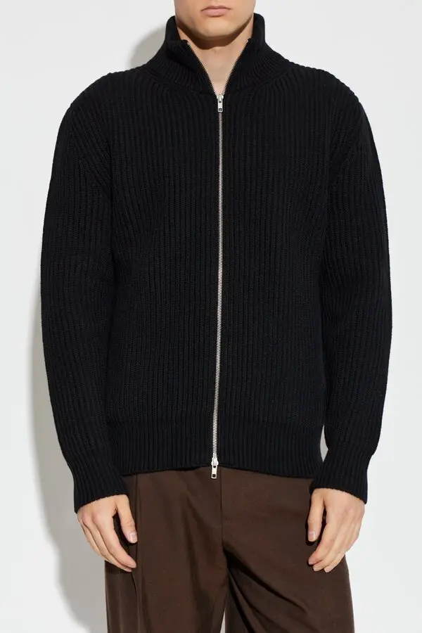 MAISON MARGIELA Wool Ribbed Zip-up Cardigan