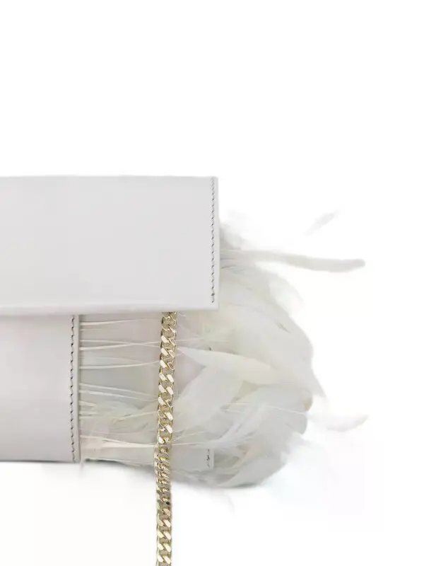 Patrizia Pepe Feather-trimmed Leather Crossbody Bag