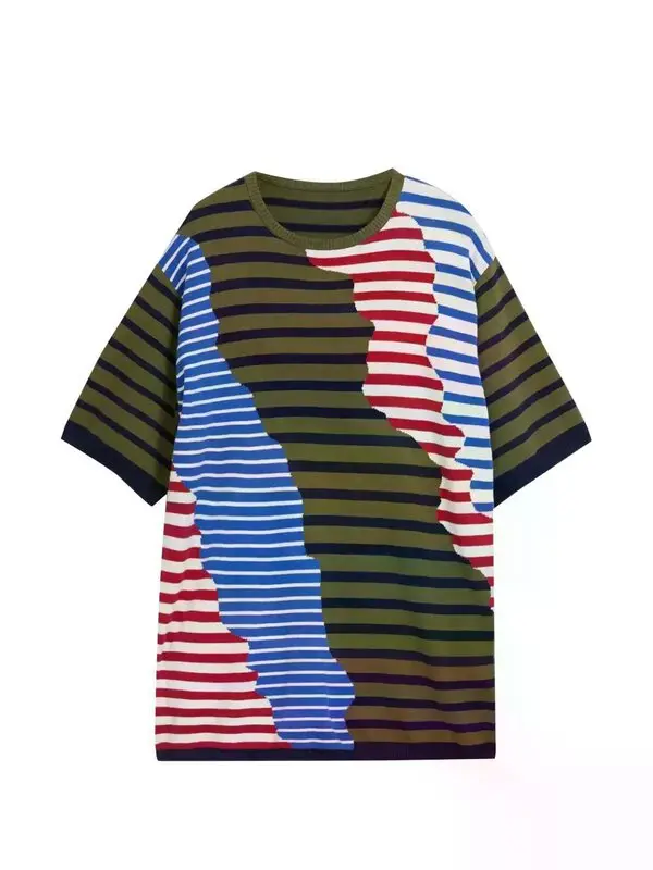 Desigual Asymmetric Striped T-shirt - Green