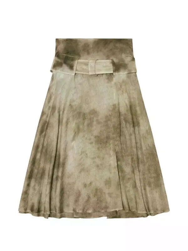 DIESEL® Logo-jacquard Satin Belted Midi Skirt - Neutrals