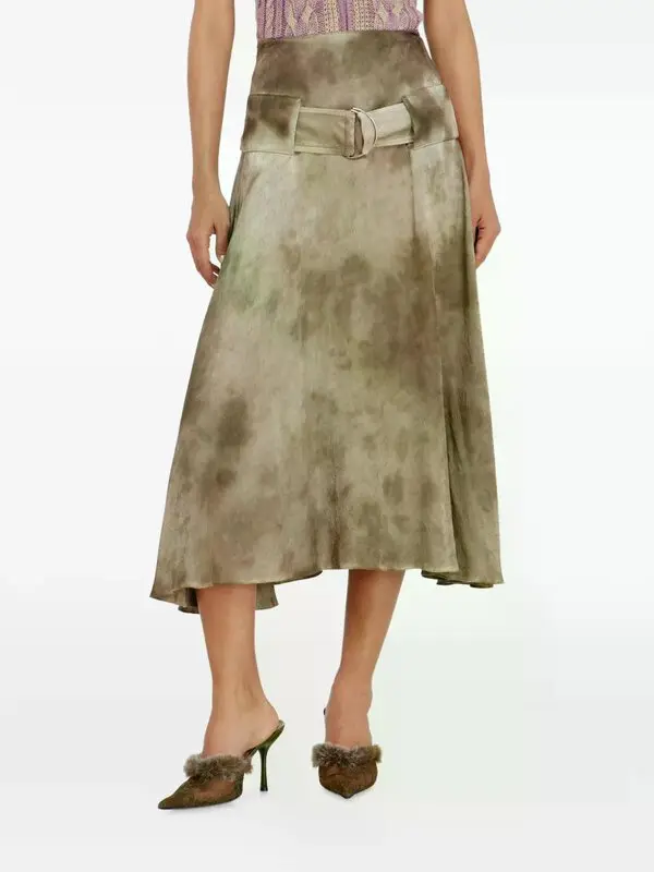 DIESEL® Logo-jacquard Satin Belted Midi Skirt