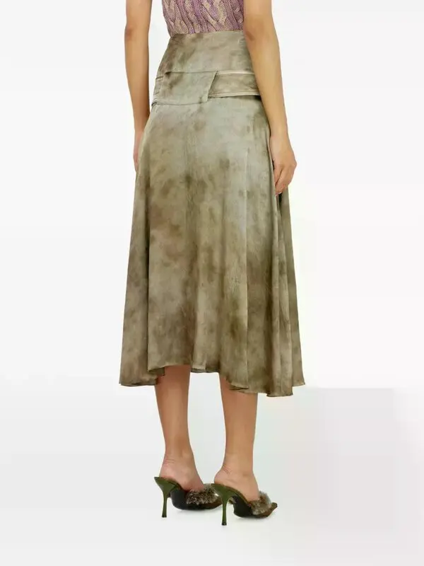 DIESEL® Logo-jacquard Satin Belted Midi Skirt
