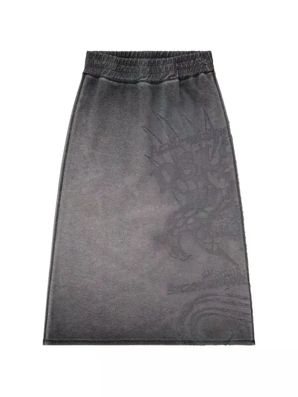 DIESEL® Fleece Midi Skirt With Dévoré Print - Grey