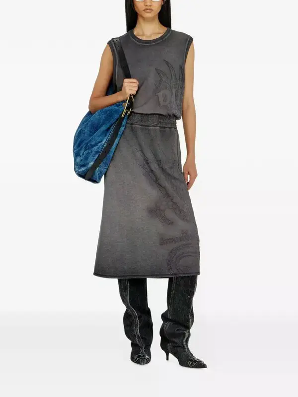 DIESEL® Fleece Midi Skirt With Dévoré Print
