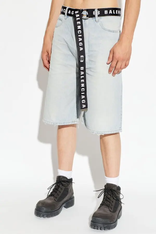 Balenciaga Denim Belted Shorts