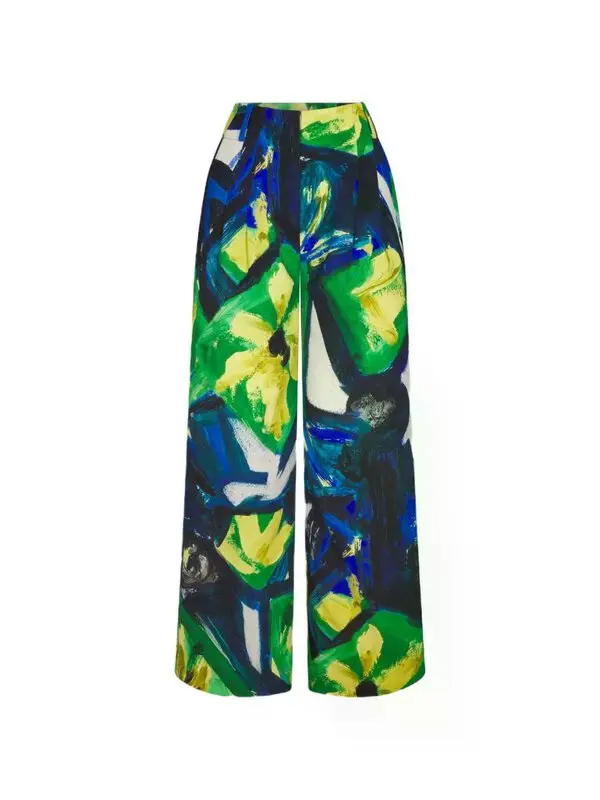SIMONMILLER Abstract Floral Print Trousers - Green