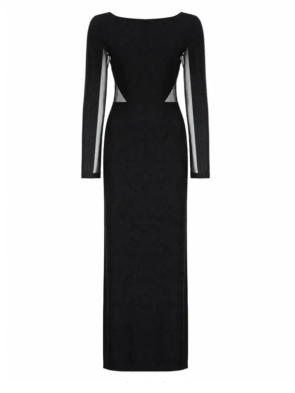 JOSHE Abito Lungo Con Inserti In Tulle - Black