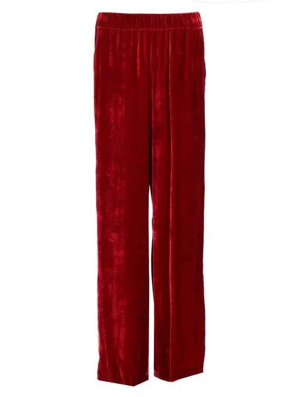 P.a.r.o.s.h Velvet Viscose Silk Blend Trousers - Red