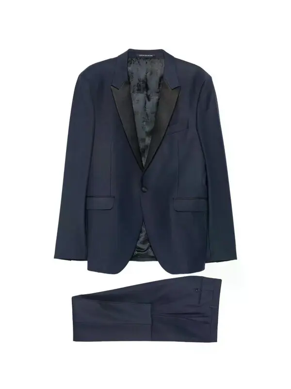 CARLO PIGNATELLI Satin-lapel Tailored Suit - Blue