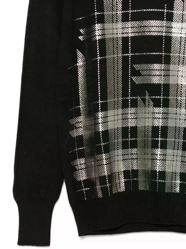 D.exterior Check-print High-neck Sweater - Black