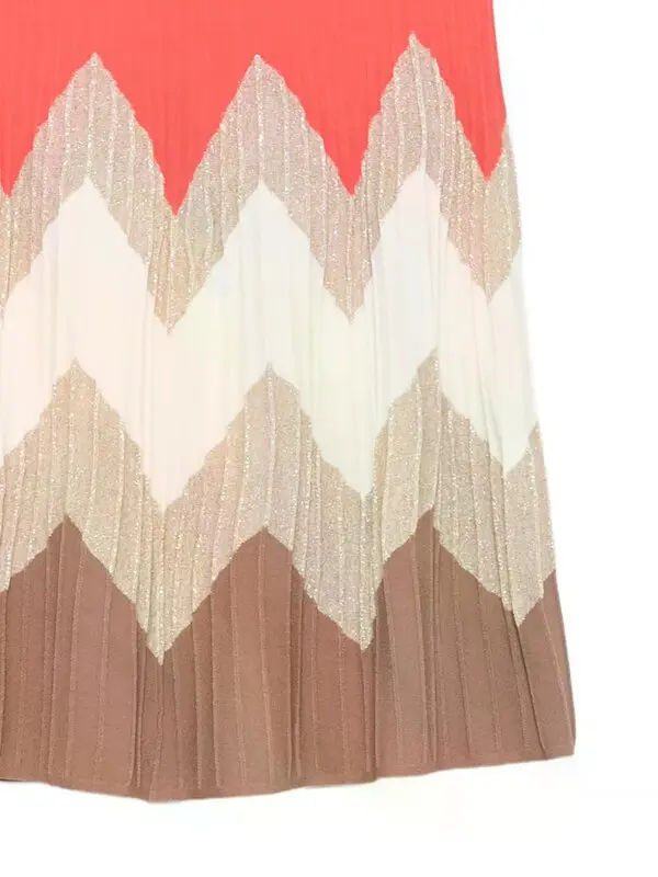 D.exterior Chevron-knit Pleated Skirt