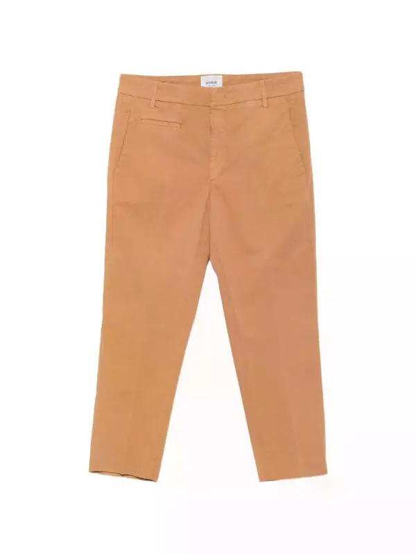 DONDUP Logo Plaque Cotton Trousers - Brown