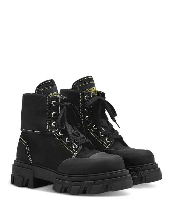 GANNI Cleated Canvas Trail Boots