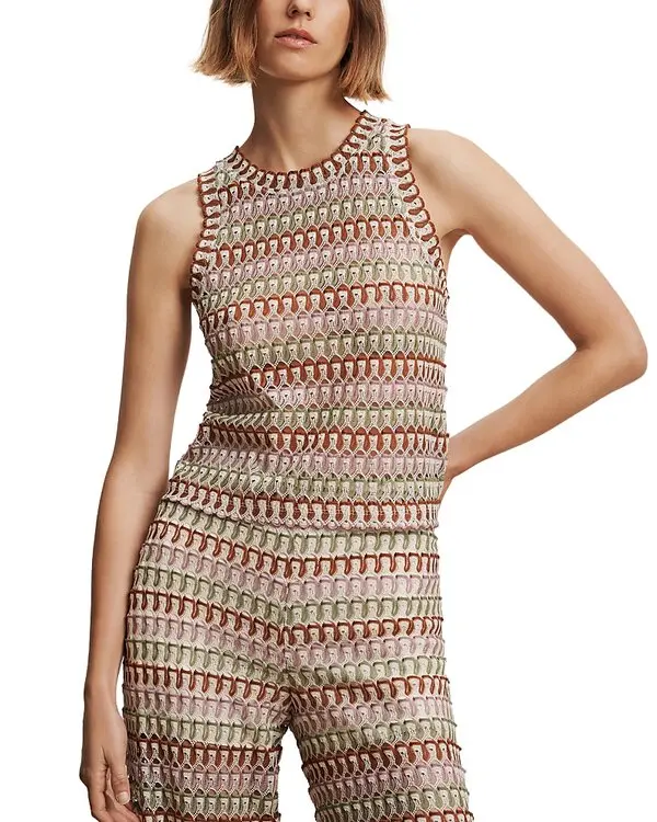 Veronica Beard Rhett Crochet Tank Top - Deep Ochre