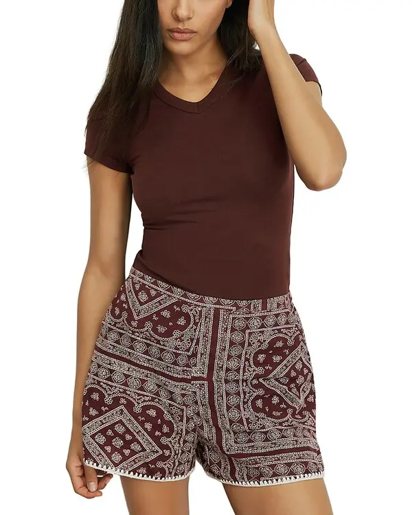 Veronica Beard Devin V Neck Tee - Raisin