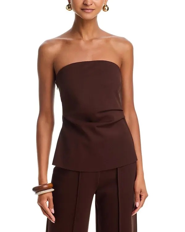 Aqua Ponte Strapless Tube Top - Brown