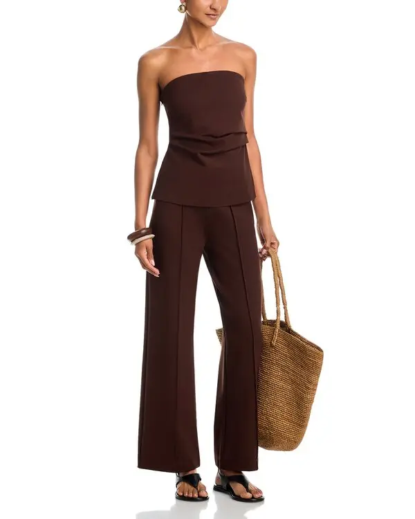Aqua Ponte Strapless Tube Top - Brown