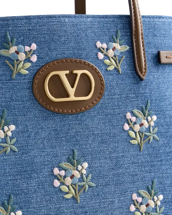 Valentino Garavani Antibes Medium Embroidered Denim Tote