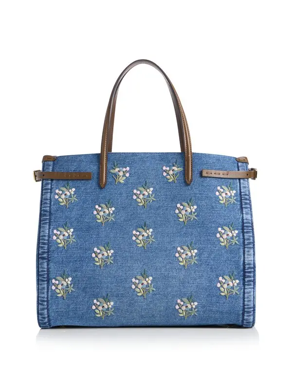 Valentino Garavani Antibes Medium Embroidered Denim Tote