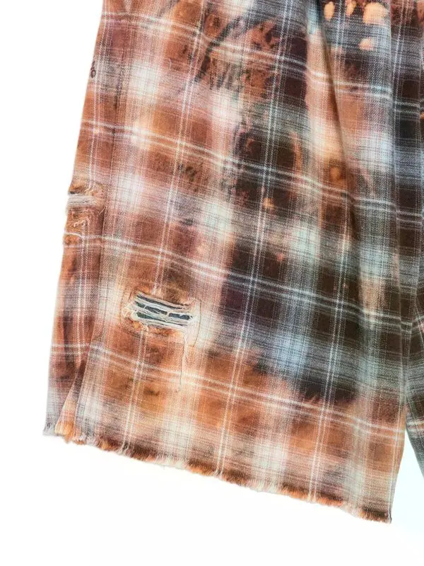 FENG CHEN WANG Distressed Check Pattern Shorts