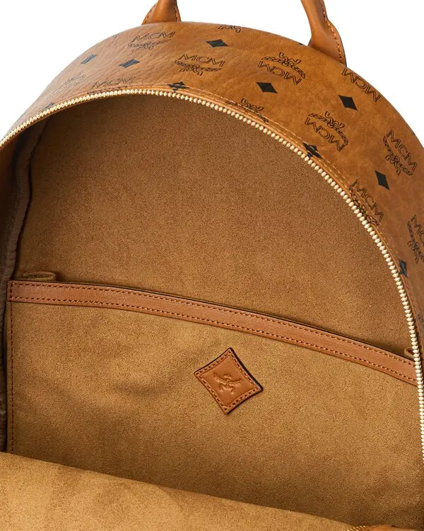Mcm Stark Vi Logo Pattern Backpack - Cognac