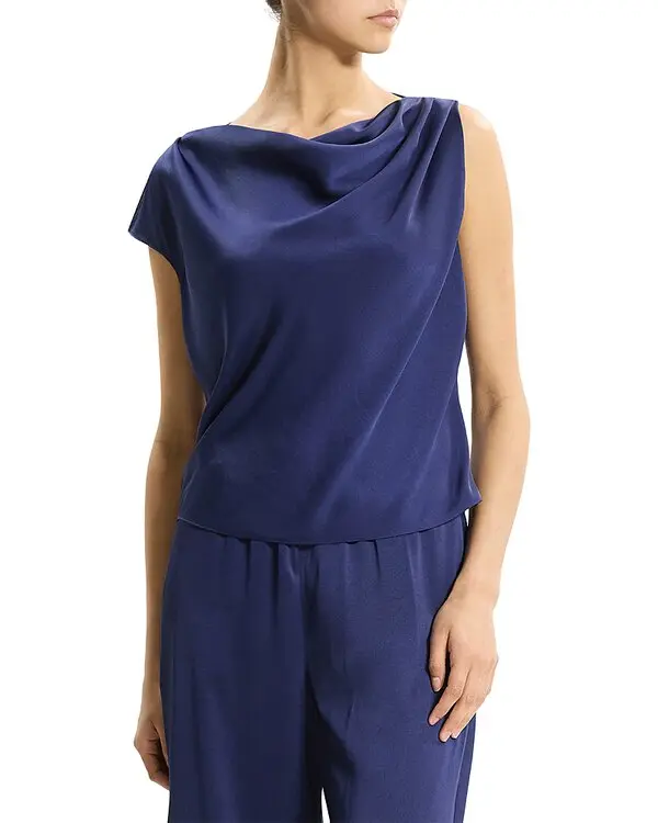Theory Split Sleeve Cowl Neck Top - Sphere Navy
